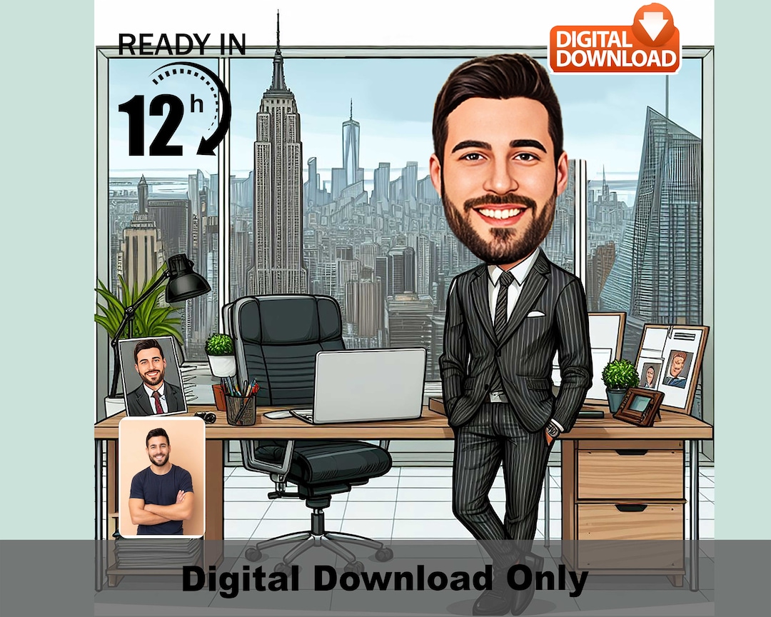 Custom BOSS Caricature Personalized Artwork Celebrating Leadership ...