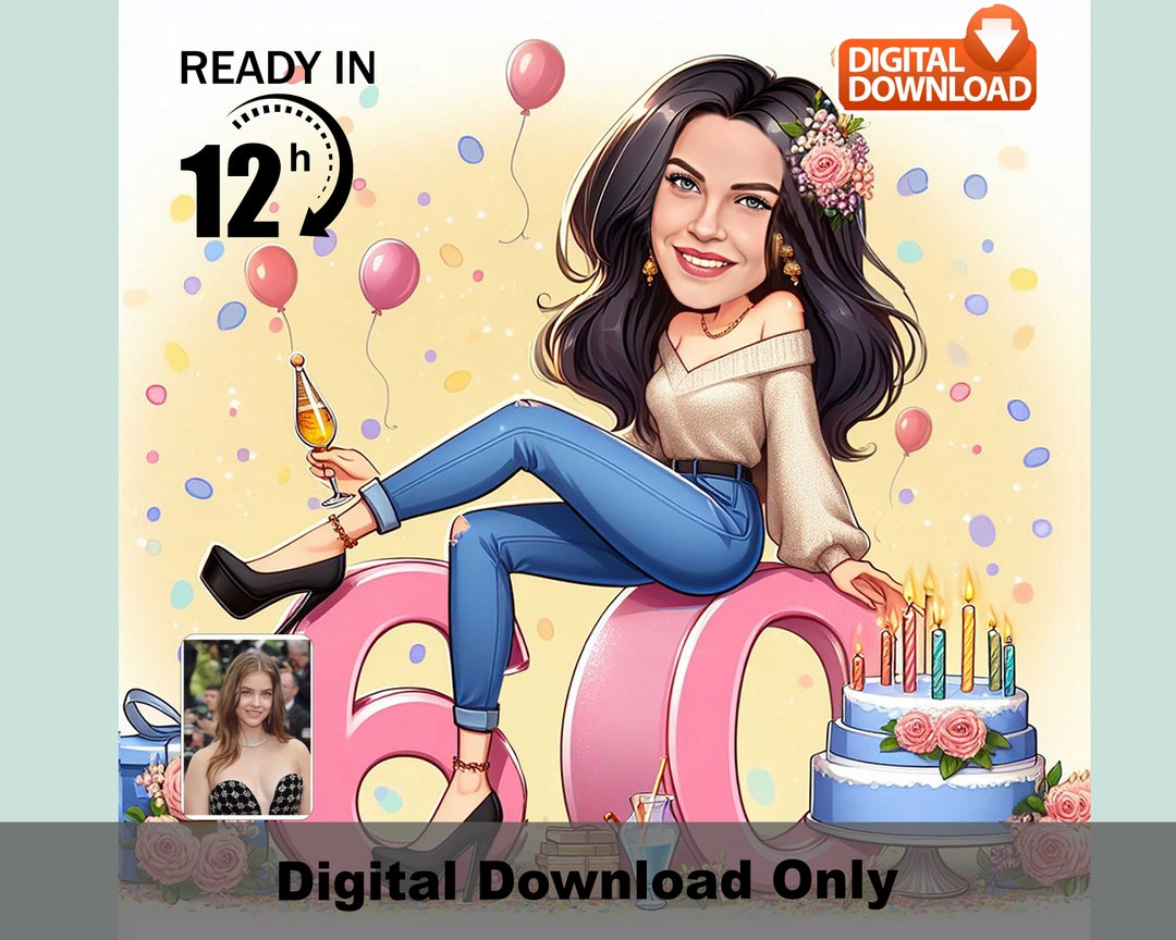 60th Birthday Extra Special Day Caricature Photo to Cartoon Birthday ...