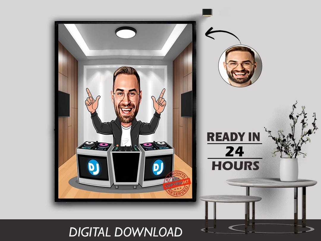 Bespoke Custom Music Producer Cartoon Portrait Music Guitar Caricature ...