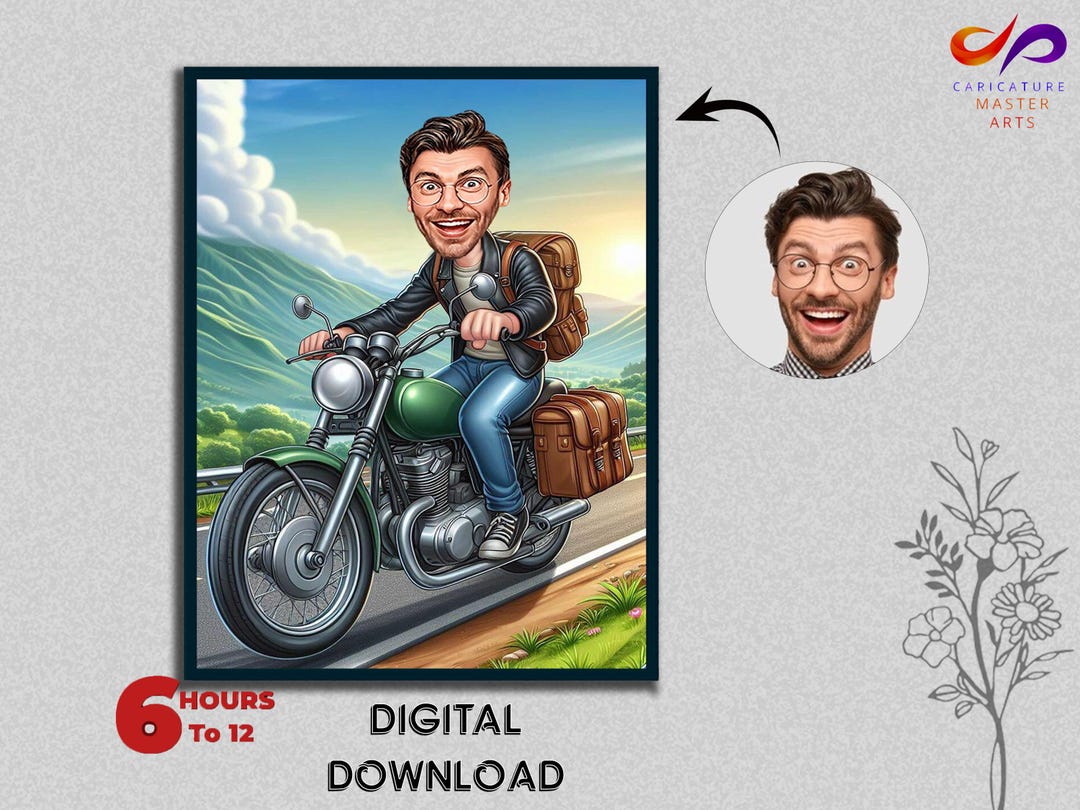 Motorcycle Cartoon BIKER CARICATURE Fantastic Riding Perfect for Bike ...