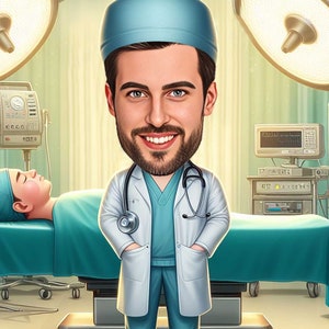 MALE SURGEON Doctor Caricature Cartoon Image Operation Theatre Surgeon ...