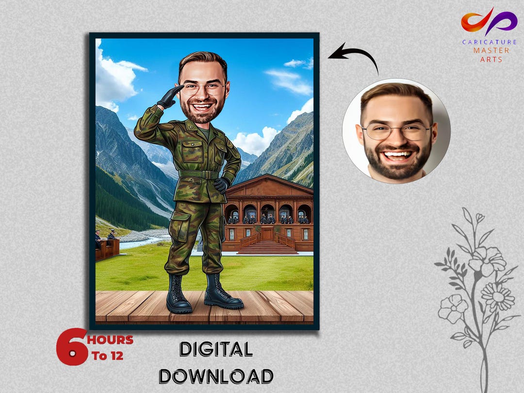 Custom Caricature of Male Warrant Officers Field Marshals Captains ...