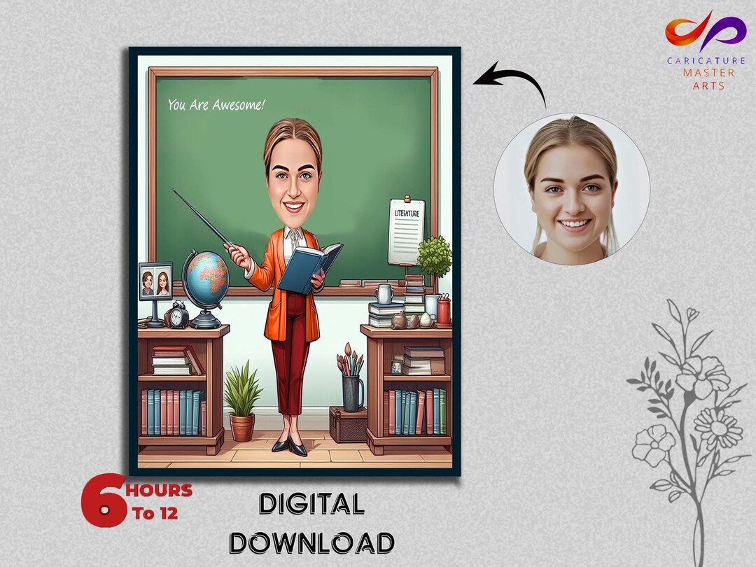 New Bespoke Caricature of Female Class Teacher Instructor Classroom Supervisor Mentor ...