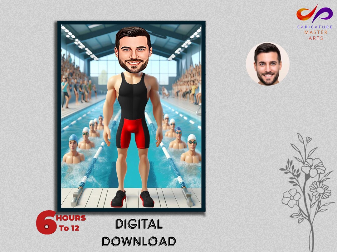 New Swimmer Diver Coach Caricature Male Female Swimming Aquatic Athlete ...