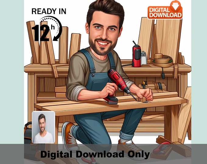 Carpenter Caricature Portrait Caricature Drawing From Photo Wooden ...