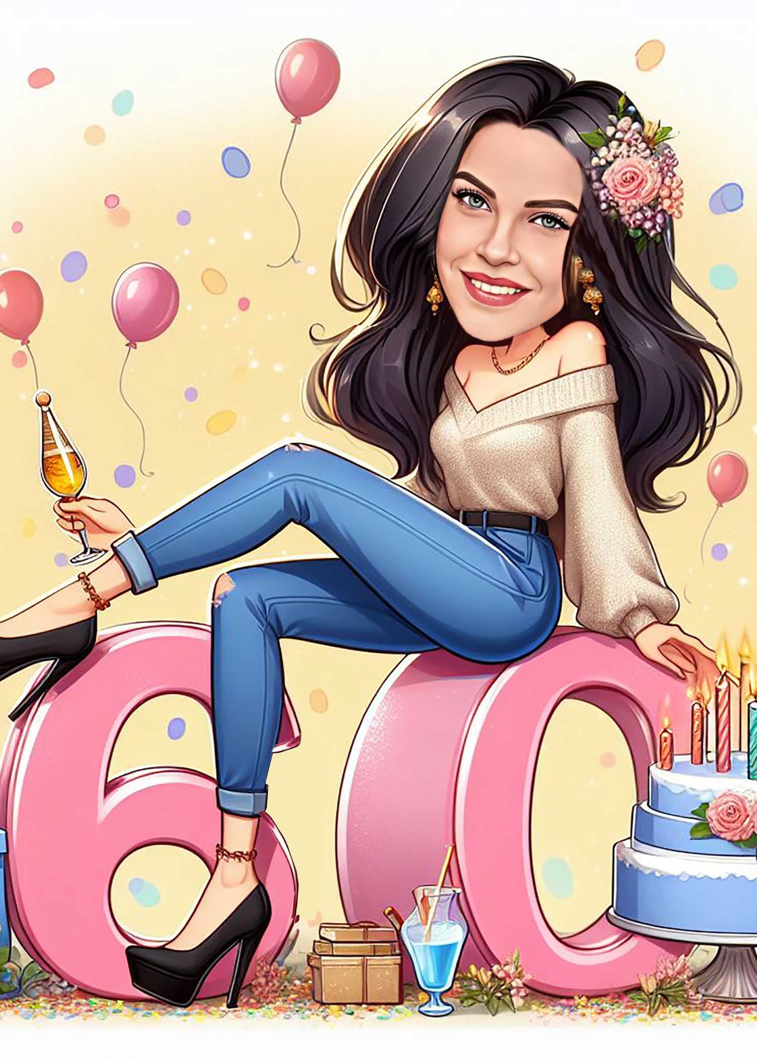 60th Birthday Extra Special Day Caricature Photo to Cartoon Birthday ...