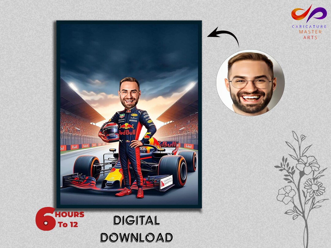 New Sports Racing Car Caricature Personalized Formula 1 Art Perfect ...