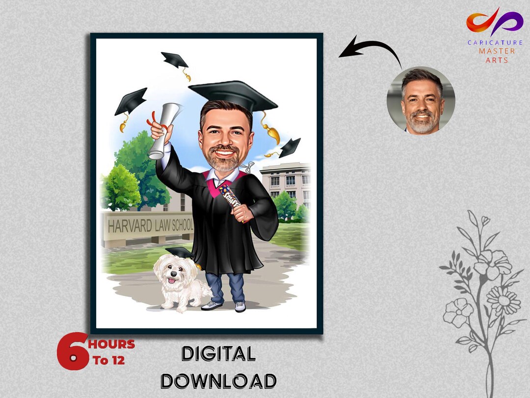 Special Male Boys & Pet Graduation Caricature Diploma Certification ...