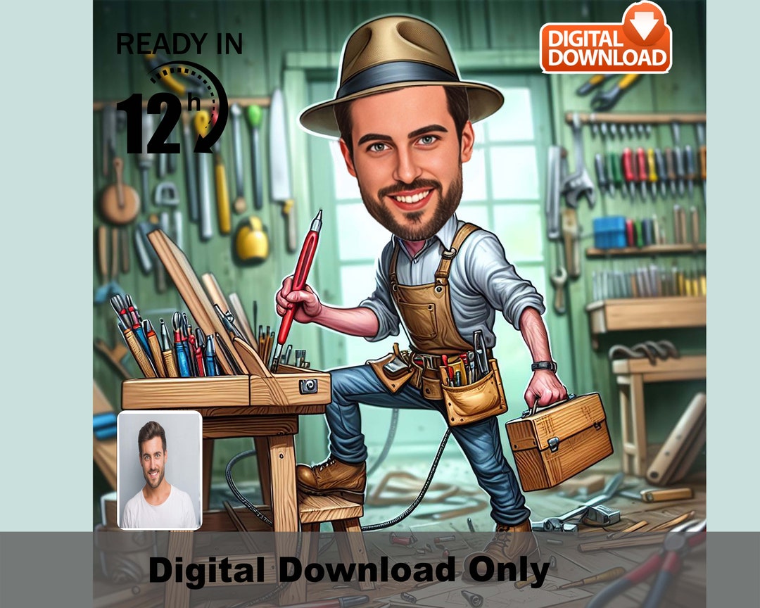 Carpenter Caricature Portrait,caricature Drawing From Photo, Worker ...