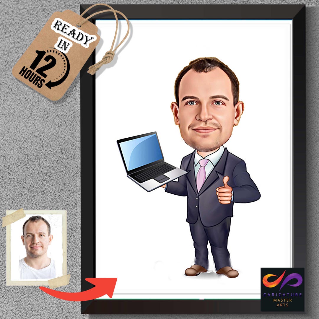 Custom Computer Engineer Caricature Personalized IT Manager Cartoon ...