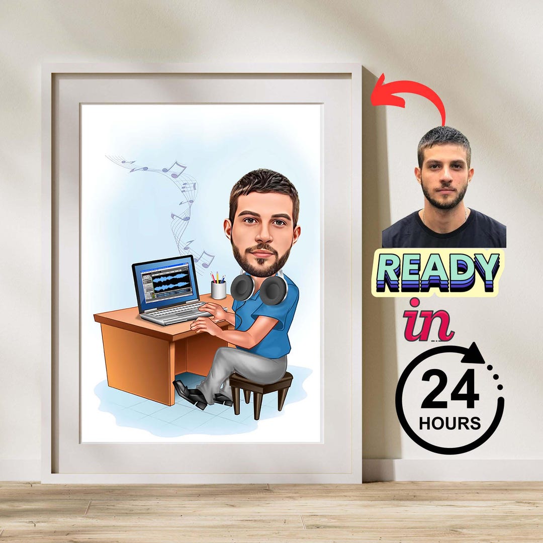 Custom Music Producer Cartoon Portrait, Music Producer Caricature From ...