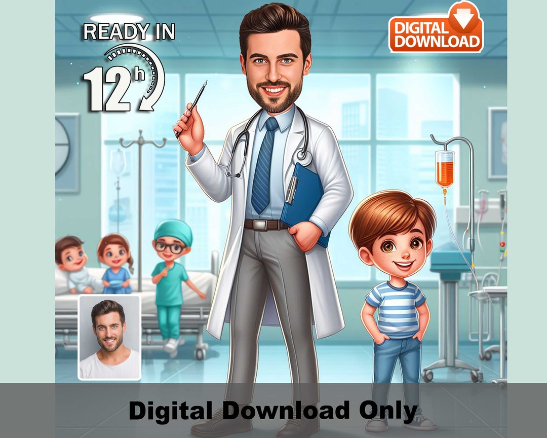 Custom Internal Hospital Child Doctor Professor Caricature Internal ...