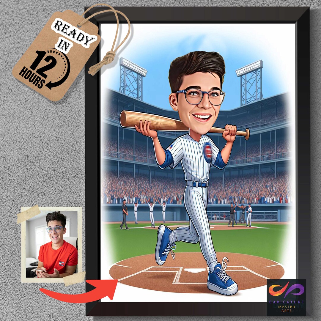 Chicago Cubs Cartoon Portrait Custom Funny Baseball Player Caricature ...