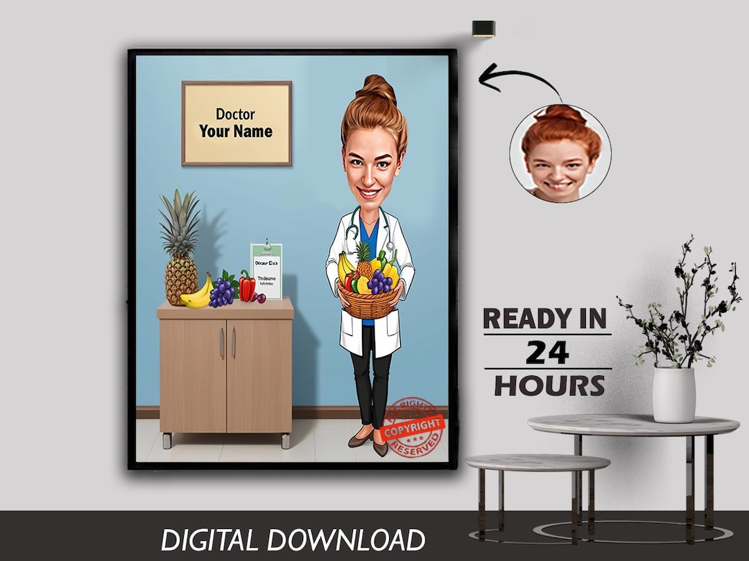 Custom Caricature of Female Medical Clinical Nurse Doctor Care Worker ...