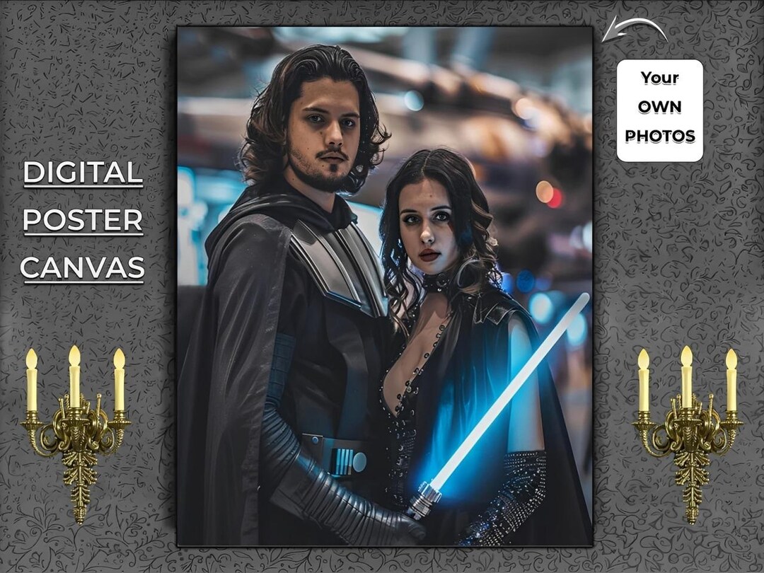 Custom Star Wars Portrait: Jedi Couple Photo Gift (digital or Poster ...