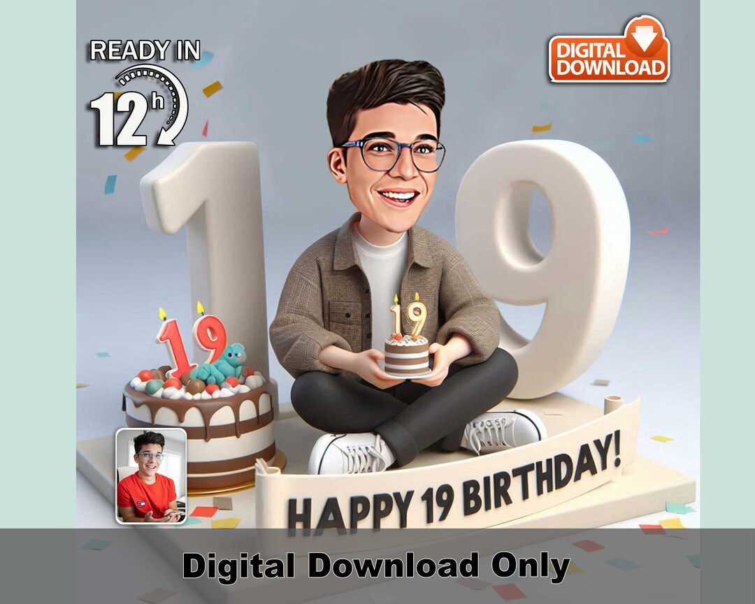 PERSONALIZED 19th BIRTHDAY Extra Special Day Caricature Photo to ...