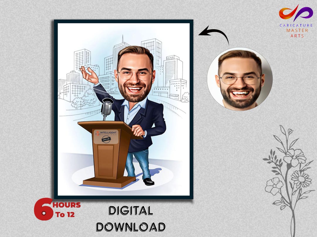 Bespoke Caricature of Speaker Presenter Debater Communicator ...