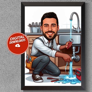 PLUMBING Pro Caricature Personalized Artwork Celebrating Skilled ...