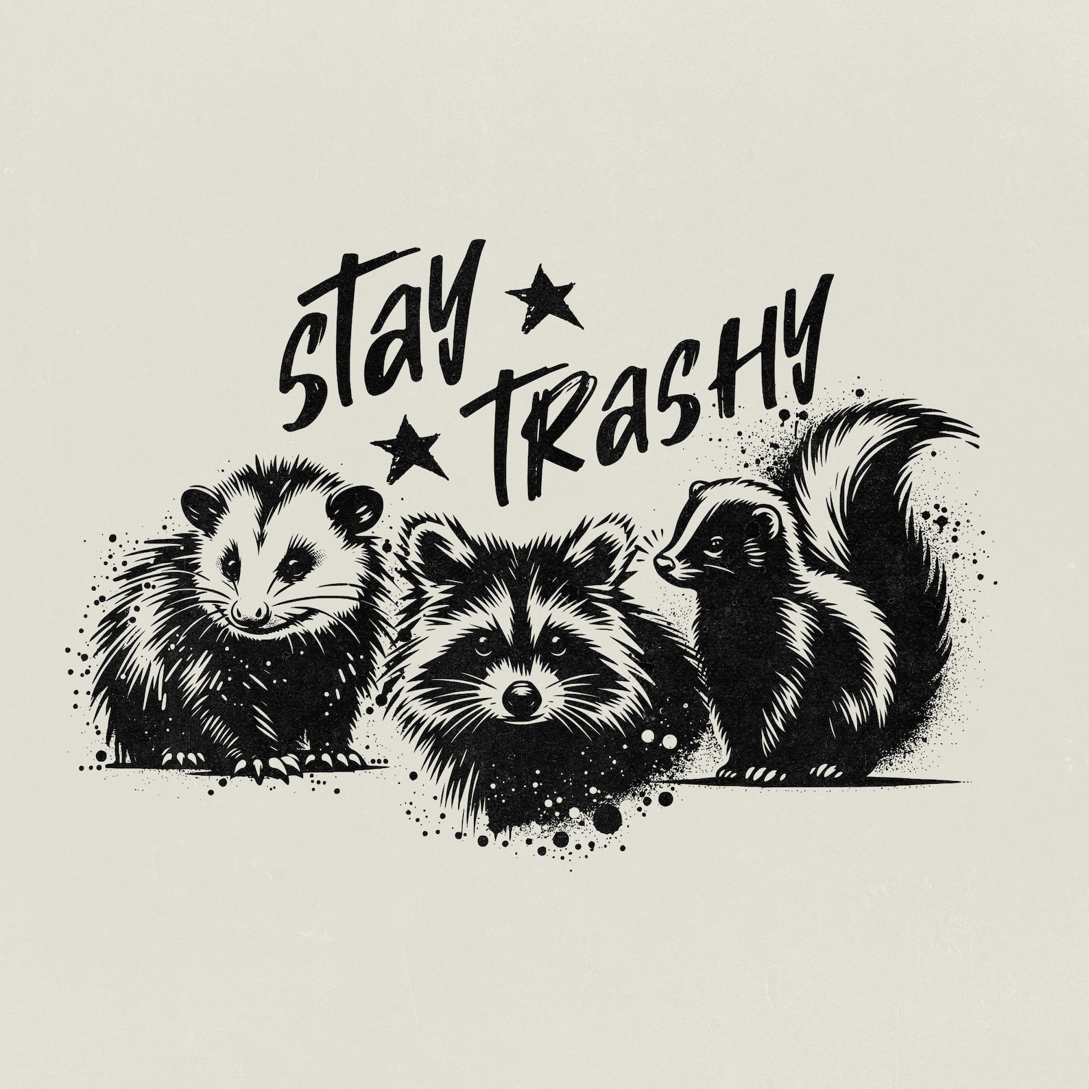 Stay Trashy PNG File, Feral Animal Humorous, Retro Vintage, T-shirt ...