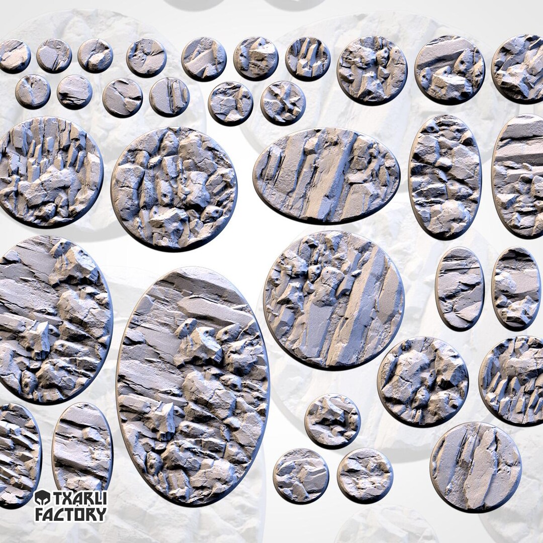 Stony Bases + Base Toppers – 3D Printed (28mm/32mm) Wargaming ...