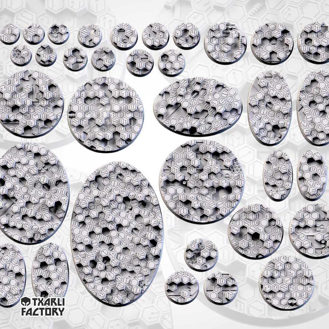 Cyperhex Bases + Base Toppers – 3D Printed (28mm/32mm) Wargaming ...