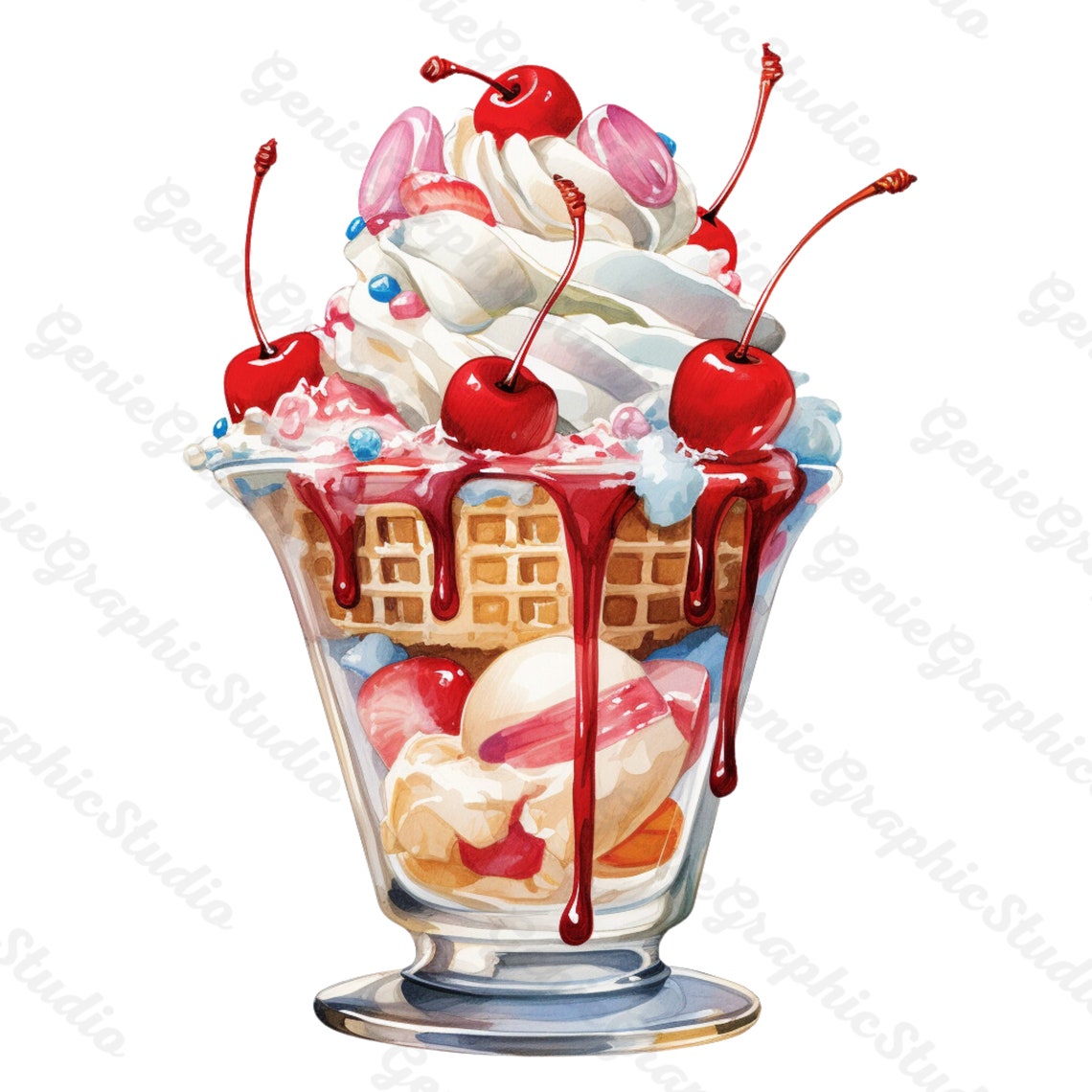 Ice Cream Clipart, Food Clipart, Dessert Clipart, Fruit PNG, Spring ...