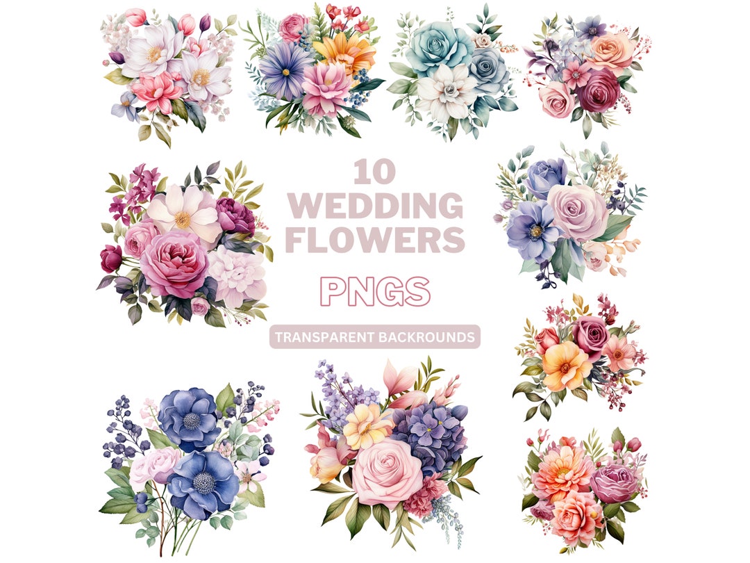 Wedding Flowers Clipart - Flower Bouquet, Cottagecore Png, Watercolor ...