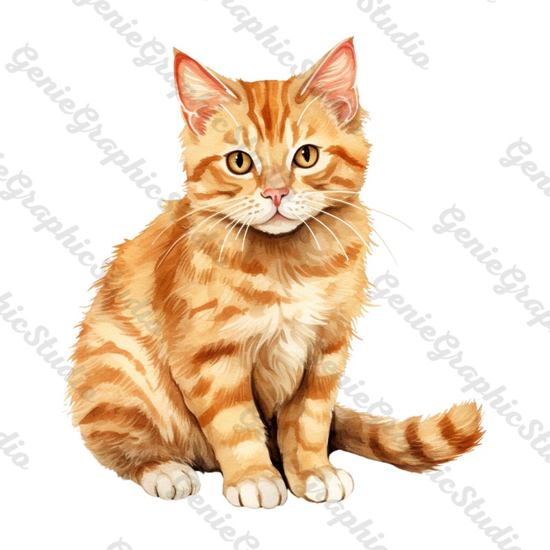 Watercolor Cat Clipart, Cute Cat Png, Pet Clipart, Animal Clipart ...