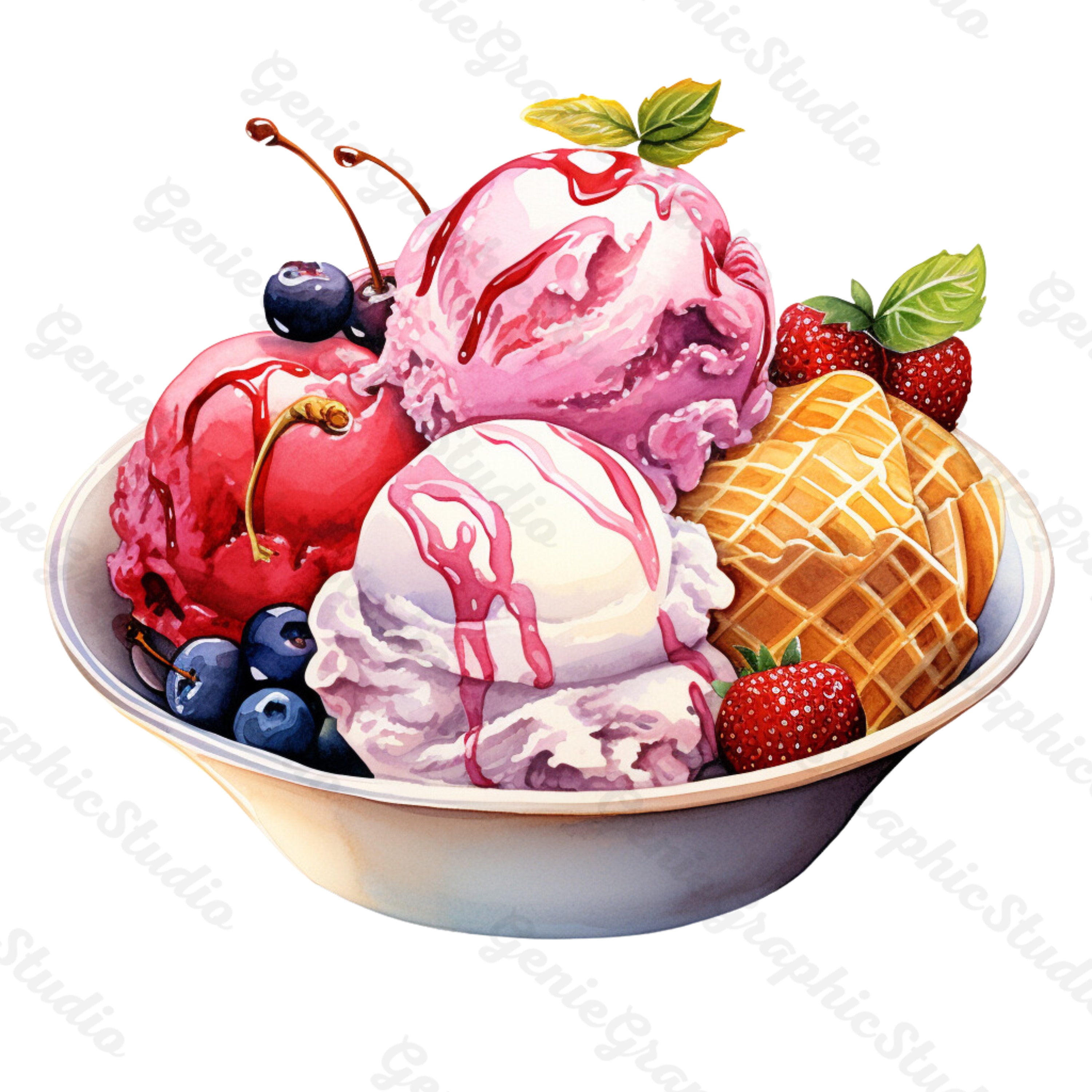 Ice Cream Clipart, Food Clipart, Dessert Clipart, Fruit PNG, Spring ...