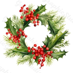 Christmas Wreath Clipart, Christmas Clipart, Winter Png, Holiday ...