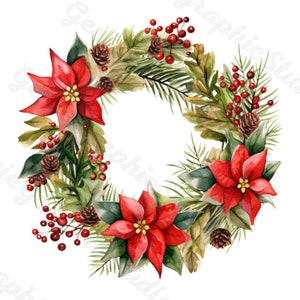Christmas Wreath Clipart, Christmas Clipart, Winter Png, Holiday ...