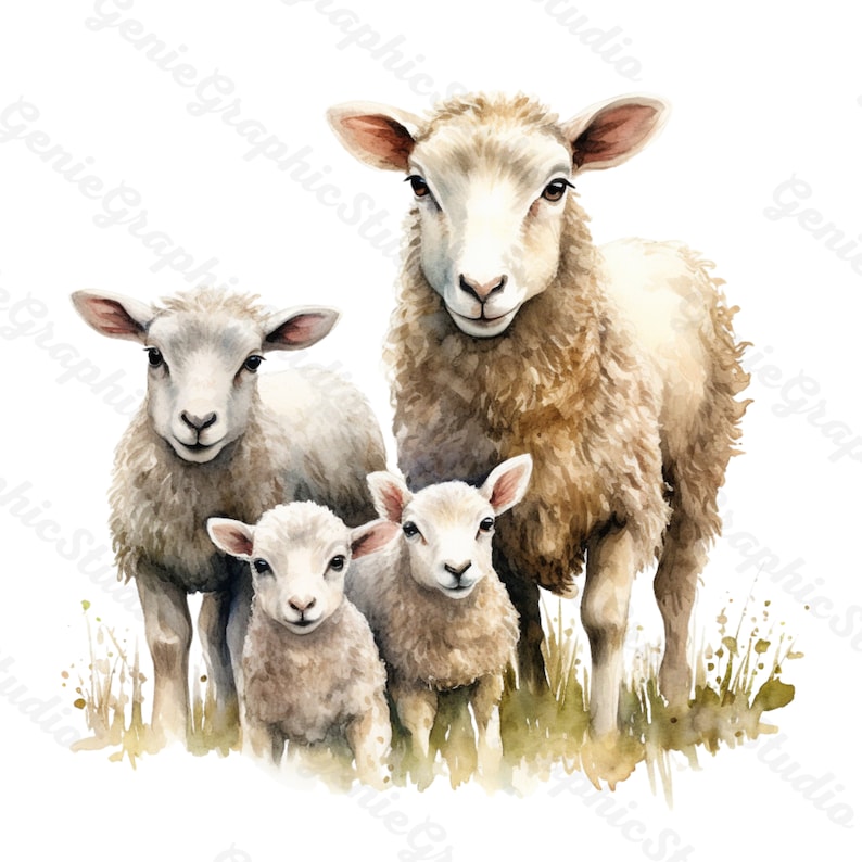 Watercolor Sheep Clipart: Farm Animal PNG Images (digital Download) - Etsy