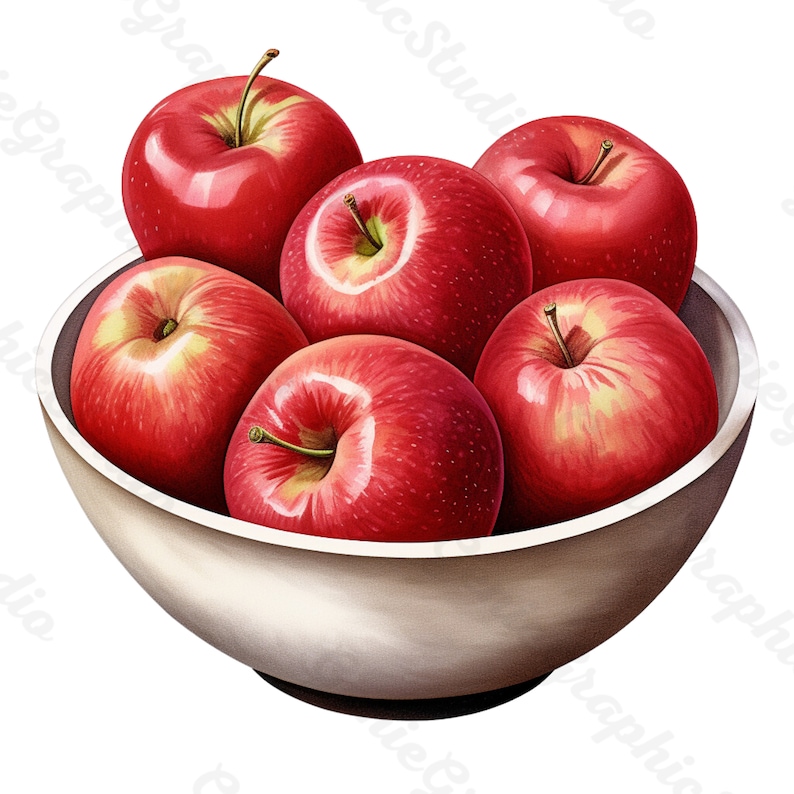 Apple Clipart, Apple PNG, Fruit Clipart, Summer Clipart, Printable Wall ...