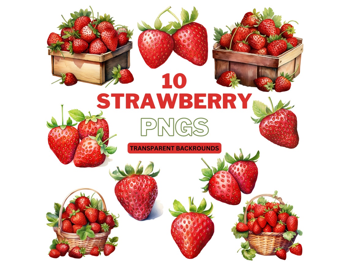 Strawberry PNG Bundle Strawberry Clipart, Summer Png, Spring Png, Fruit ...