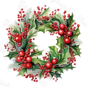 Christmas Wreath Clipart, Christmas Clipart, Winter Png, Holiday ...