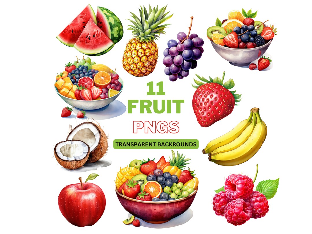 Fruit Clipart, Watercolour Fruit Png, Strawberry Clipart, Food Clipart ...