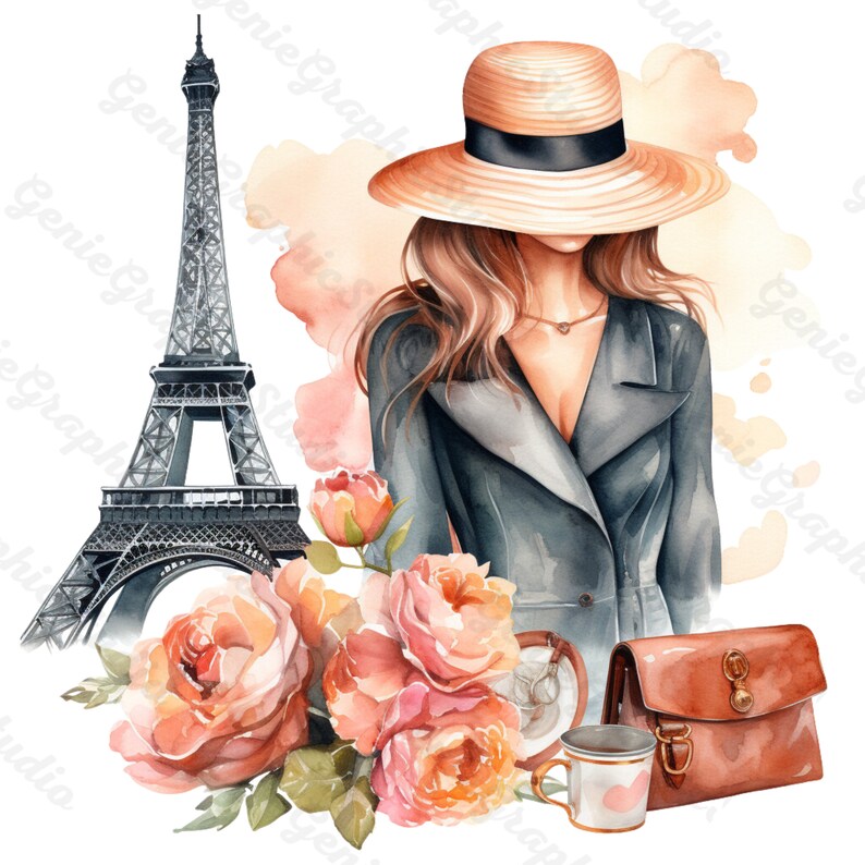 Watercolor Paris Clipart: Eiffel Tower, Cafe (commercial Use) - Etsy