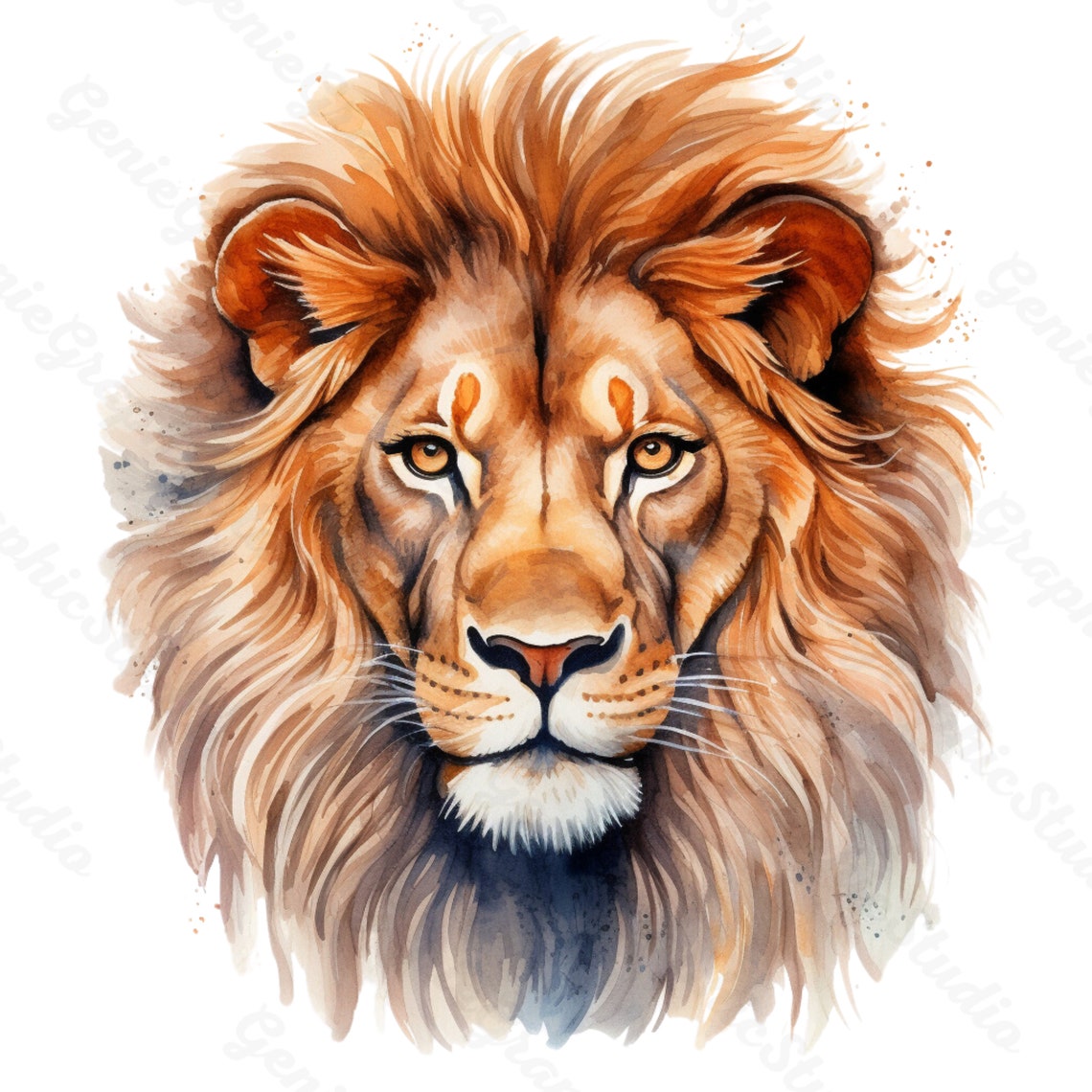 Watercolor Lion Clipart: Safari Animal PNG Bundle (digital Download) - Etsy