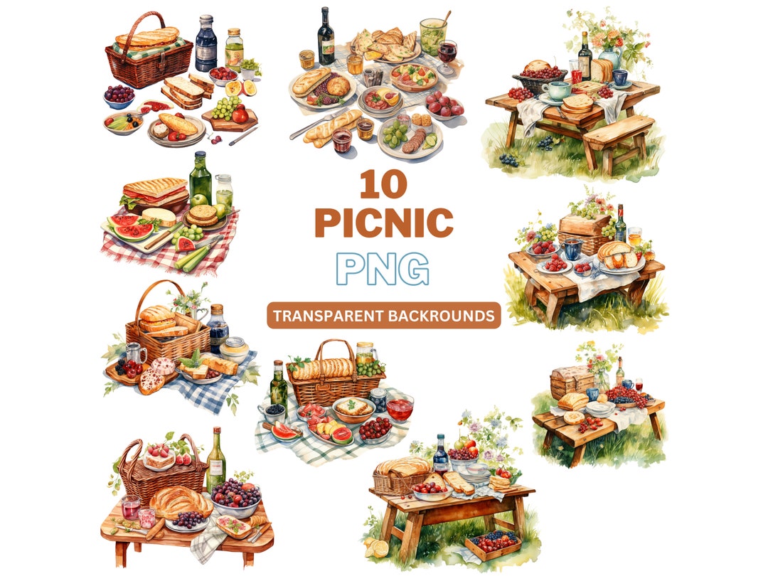 Picnic Clipart, Watercolour Food Illustration, Cottagecore Png, Food ...