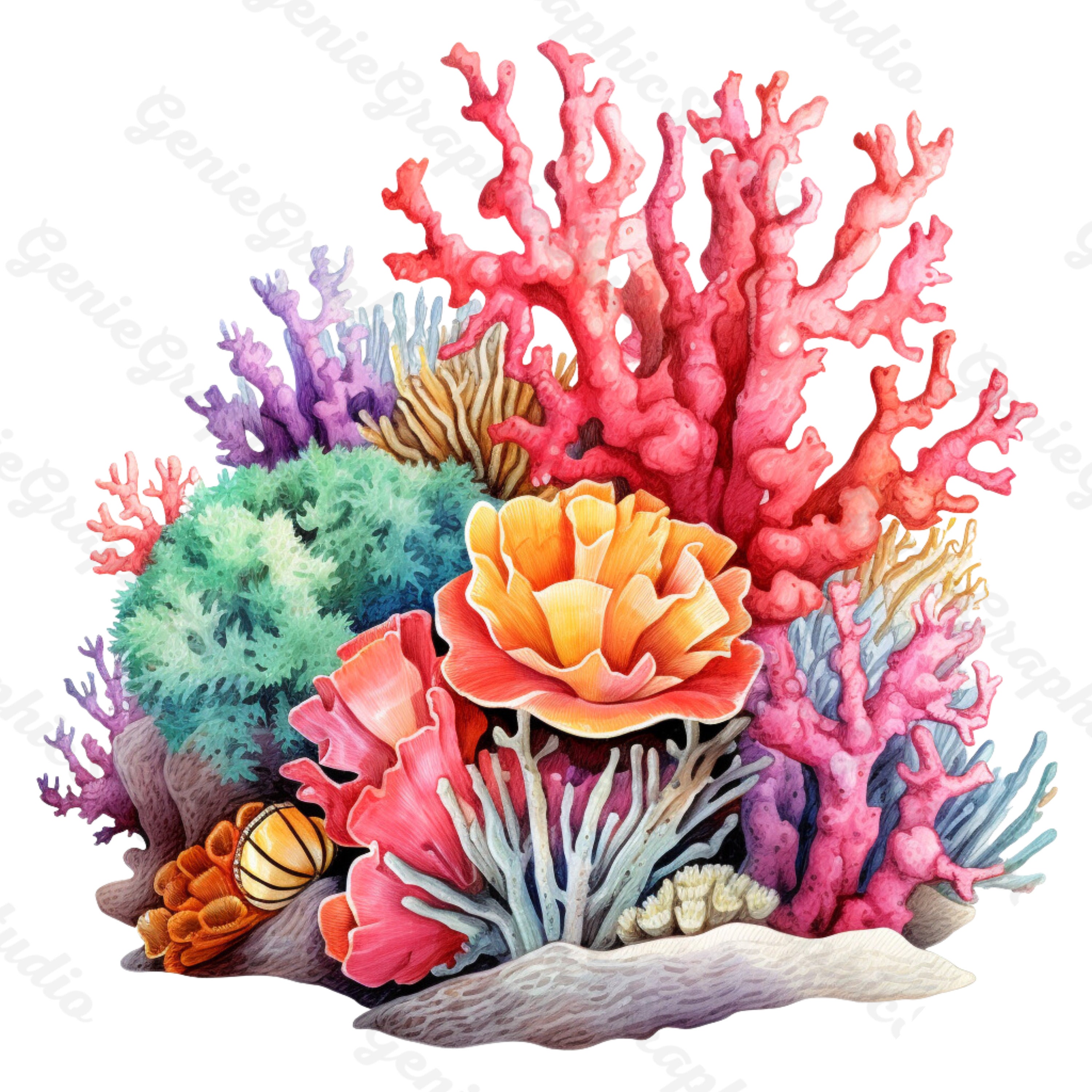 Ocean Clipart, Under the Sea Clipart, Watercolor Sea Creatures, Ocean ...