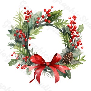 Christmas Wreath Clipart, Christmas Clipart, Winter Png, Holiday ...