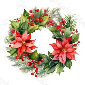 Christmas Wreath Clipart, Christmas Clipart, Winter Png, Holiday ...