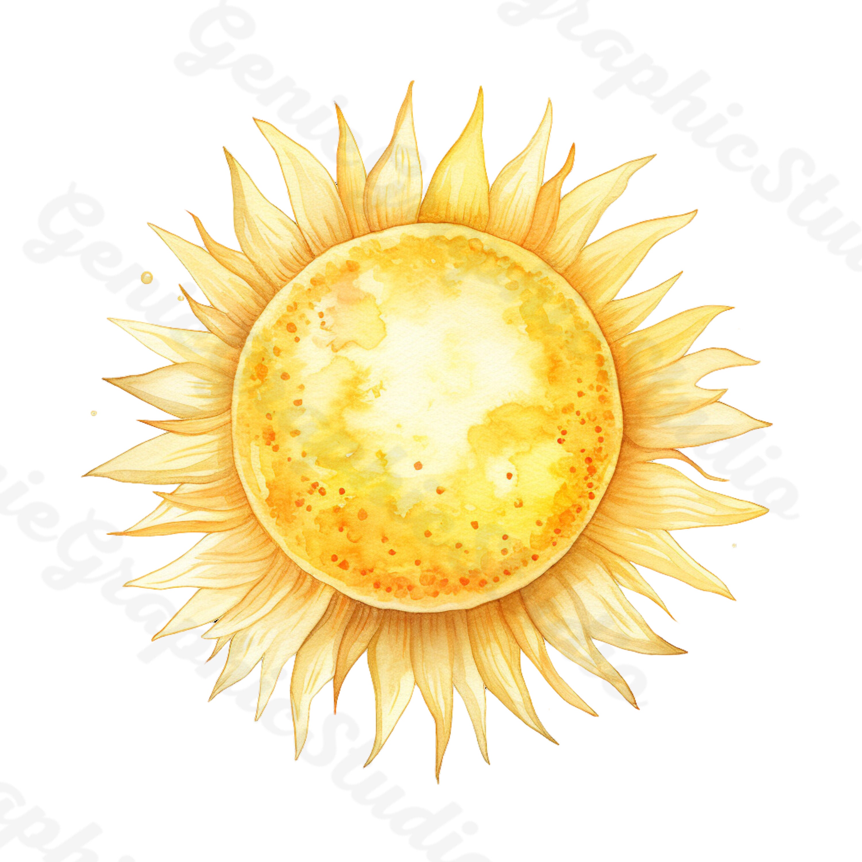 Sun Clipart, Watercolor Sun Png, Summer Clipart, Sunshine Clipart ...