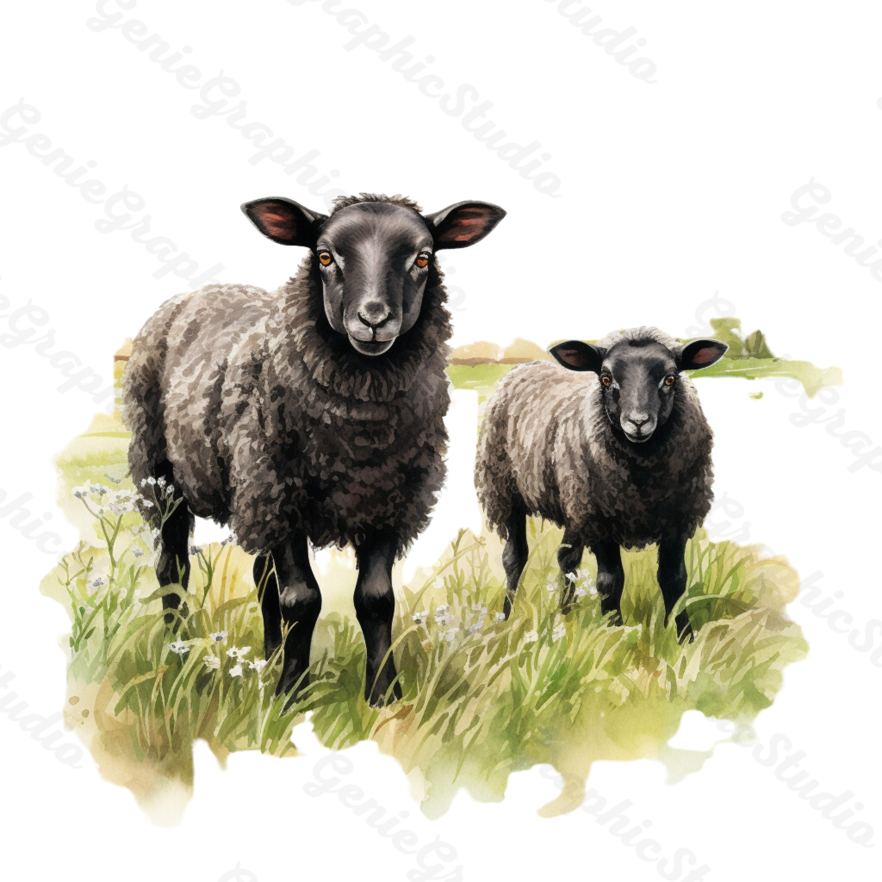 Sheep Clipart, Watercolor Sheep PNG, Farm Animals Clipart for ...