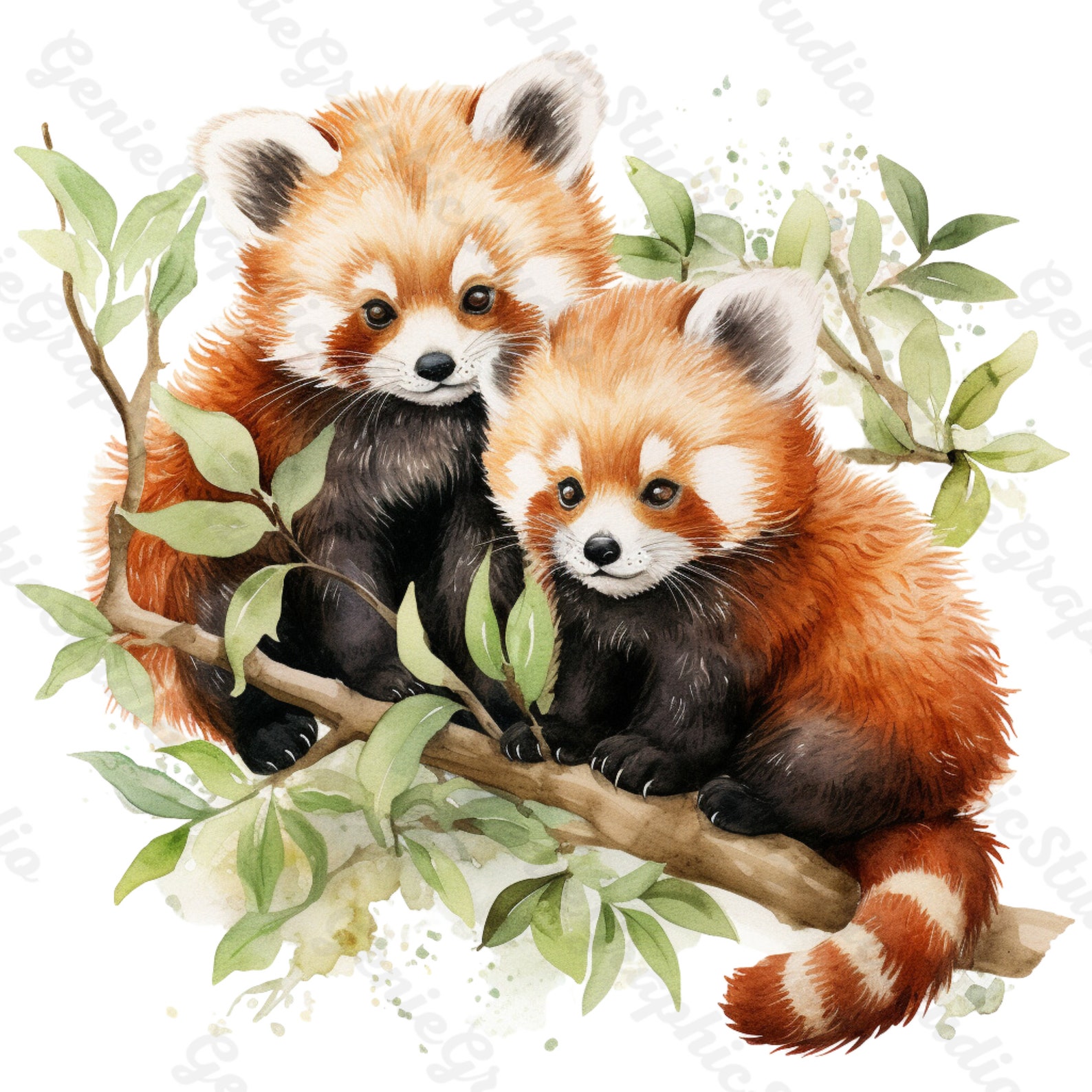 Red Panda Clipart, Watercolor Panda PNG, Animal Clipart for Commercial ...