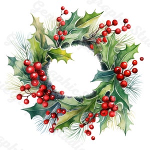 Christmas Wreath Clipart, Christmas Clipart, Winter Png, Holiday ...