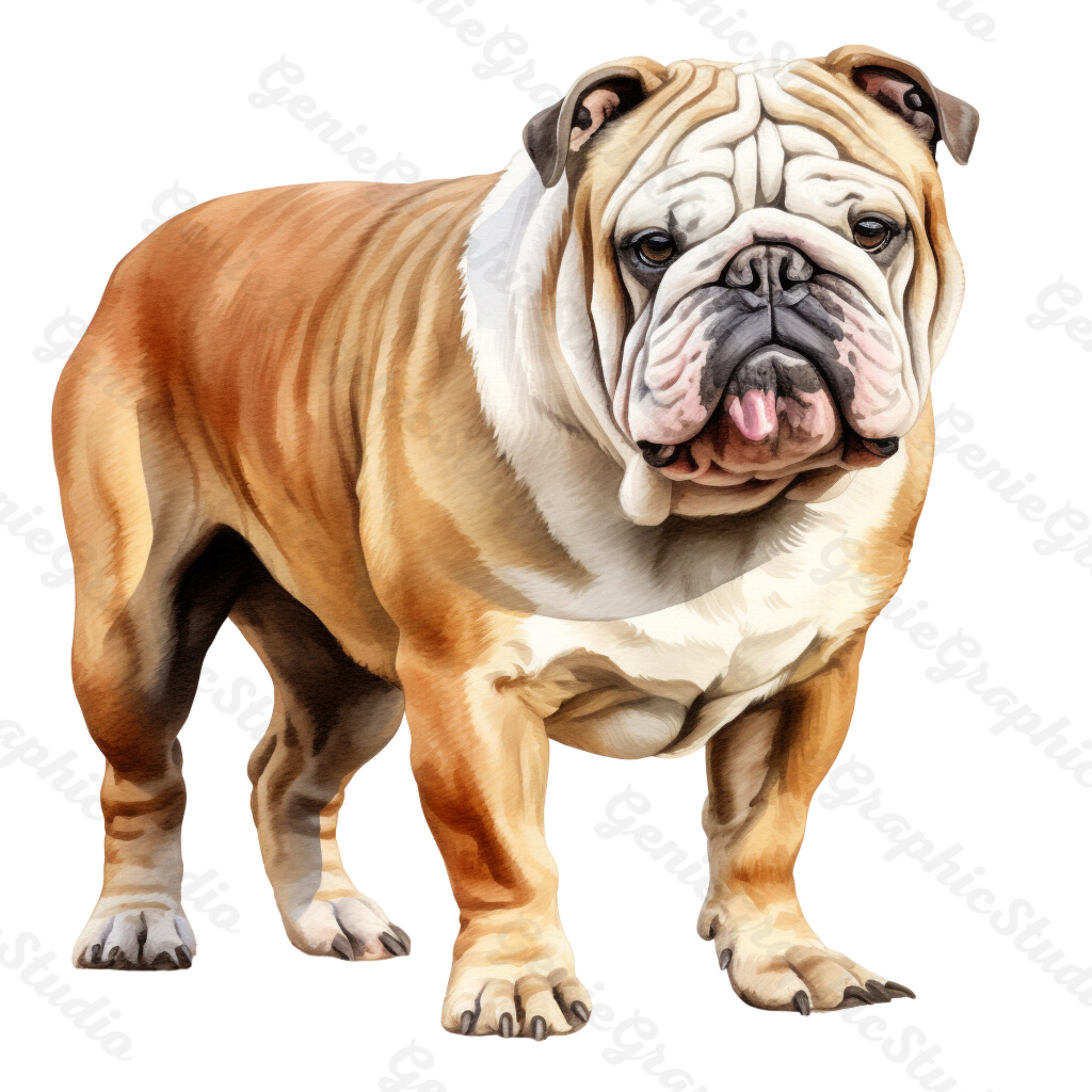 Watercolor English Bulldog Clipart: PNG Images for Commercial Use - Etsy