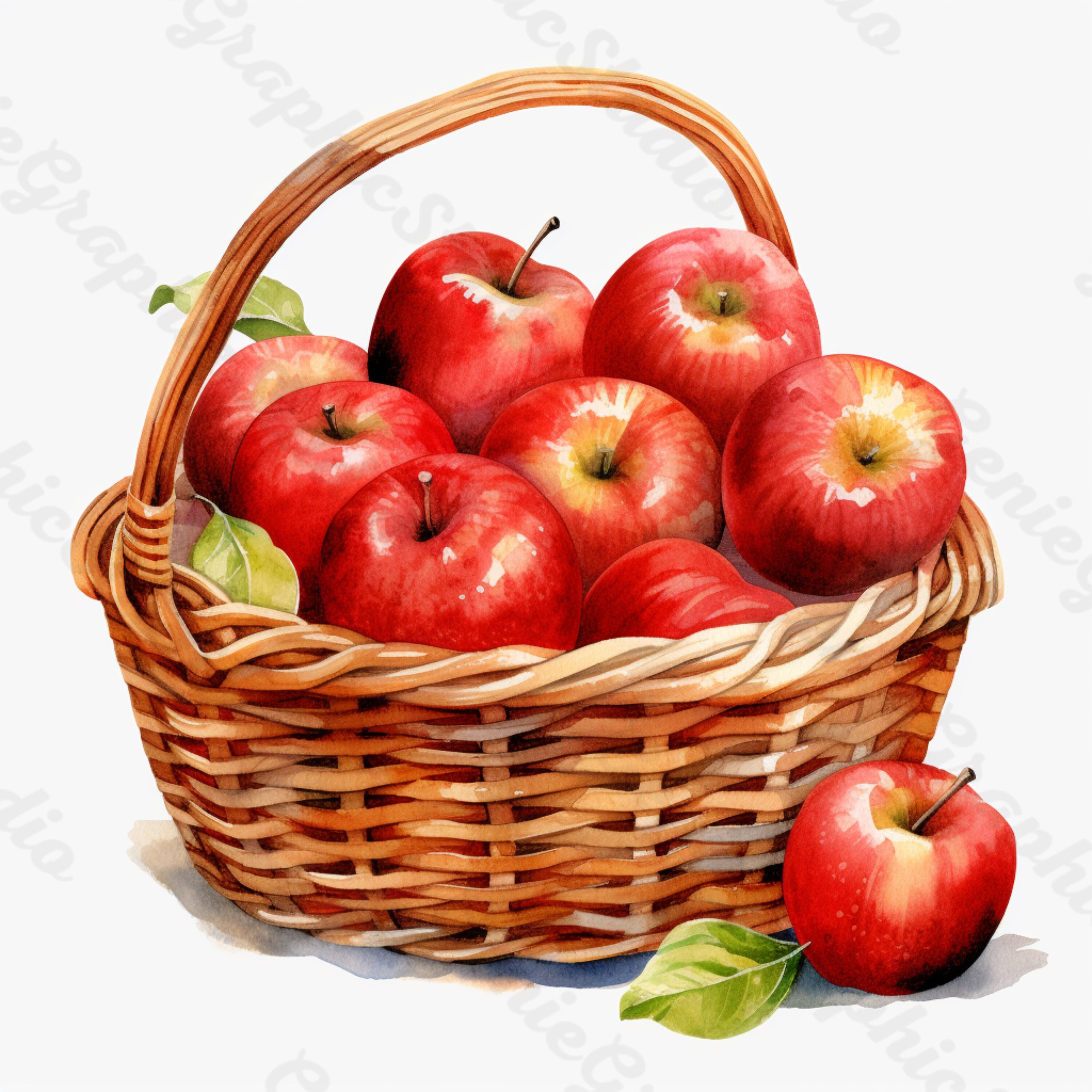Apple Clipart, Apple PNG, Fruit Clipart, Summer Clipart, Printable Wall ...