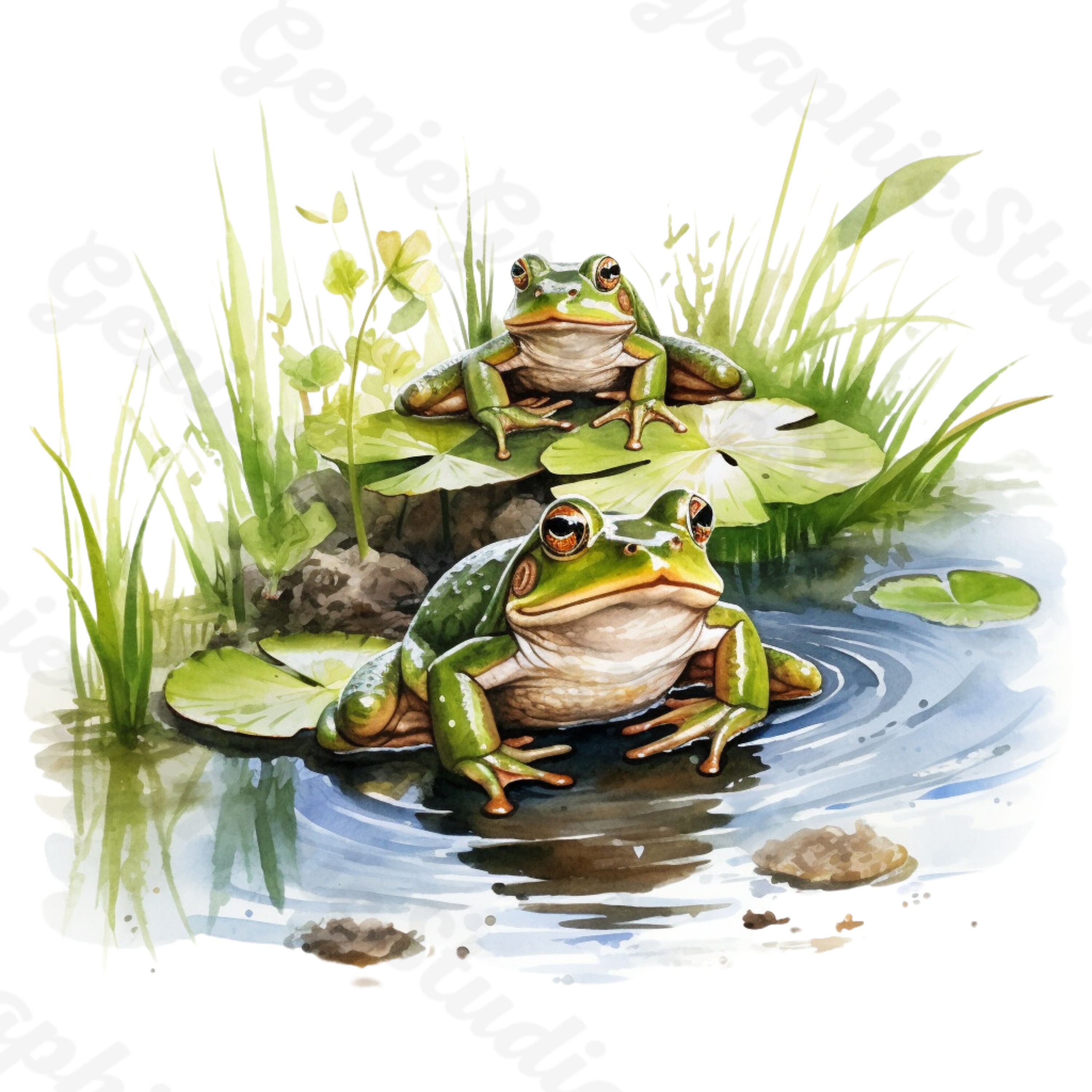 Frog Clipart PNG: Watercolor Animal Graphics (digital Download) - Etsy