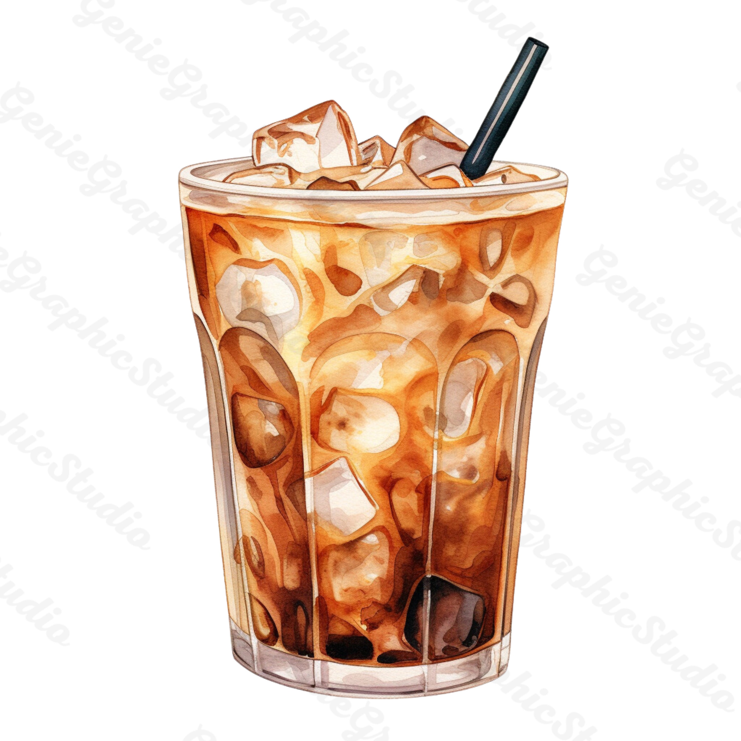 Watercolor Iced Coffee Clipart: PNG Printable Art (digital Download) - Etsy